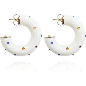 SAULE LABEL Alba Jet Hoop Earrings - Creme