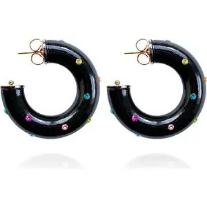 SAULE LABEL Alba Jet Hoop Earrings - Raven