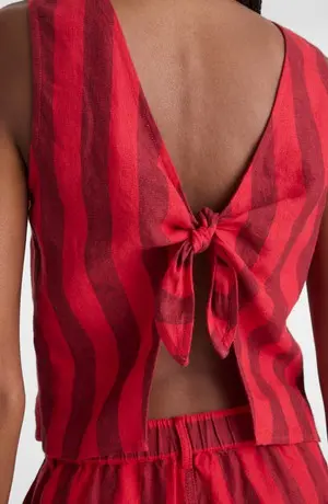 Madewell Tie-back Linen Shell Top - Enamel Red