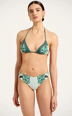 La DoubleJ Printed Bikini Top - Blooming Tulip Placée Menta