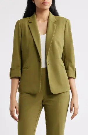 Anne Klein Roll-tab Sleeve Jacket - Bay Leaf
