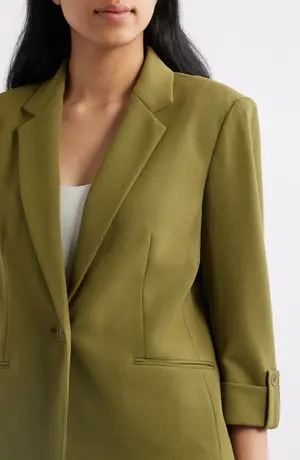 Anne Klein Roll-tab Sleeve Jacket - Bay Leaf