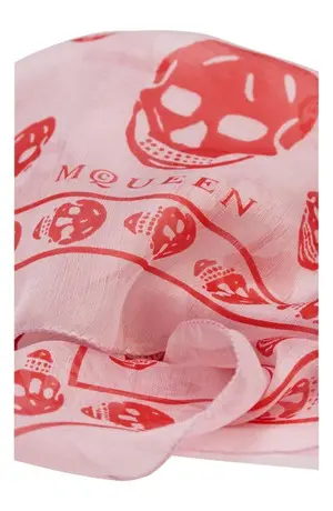 Alexander McQueen Skull Print Silk Scarf - Rose/red