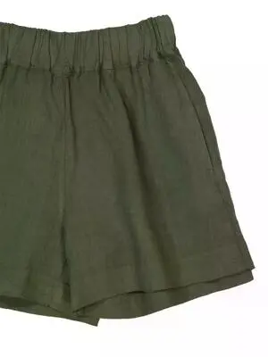 120% Lino Elasticated-waist Shorts - Green