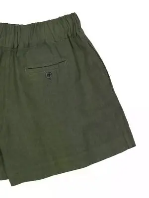 120% Lino Elasticated-waist Shorts - Green