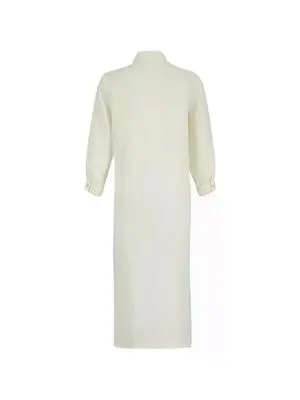 120% Lino Button-down Side-slit Maxi Dress - Neutrals
