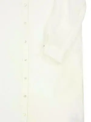 120% Lino Button-down Side-slit Maxi Dress - Neutrals