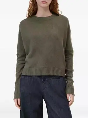 Closed Ribbed-trim Wool Sweater - Green