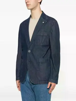 MANUEL RITZ Notched-lapels Denim Jacket - Blue