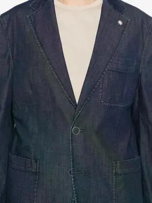 MANUEL RITZ Notched-lapels Denim Jacket - Blue