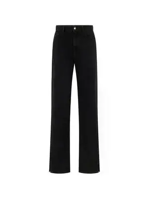 ICON DENIM LOS ANGELES Jodie Side-slit Straight Leg Jeans - Black