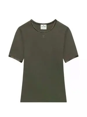 COURREGES Vinyl-trim Logo-patch T-shirt - Green