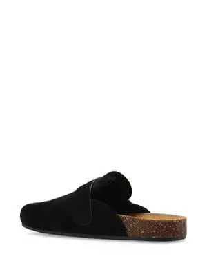 Tory Burch T-monogram Buckle Flat Mules - Black