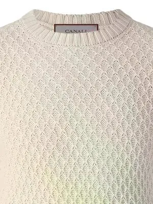 Canali Diamond-knit Crew-neck Sweater - Neutrals
