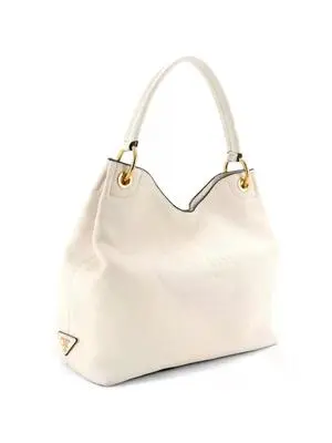 Prada Logo Embossed Vitello Daino Medium Hobo Bag