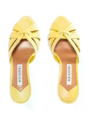 AQUAZZURA Copacabana Knotted Leather Sandals - Yellow