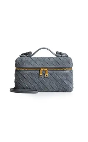 Bottega Veneta Intrecciato Suede Vanity Case - Blue