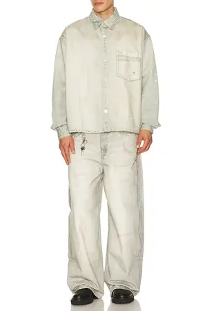 WON HUNDRED Maza Printed Denim Shirt In Blue - Digital Printed