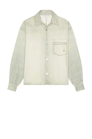WON HUNDRED Maza Printed Denim Shirt In Blue - Digital Printed