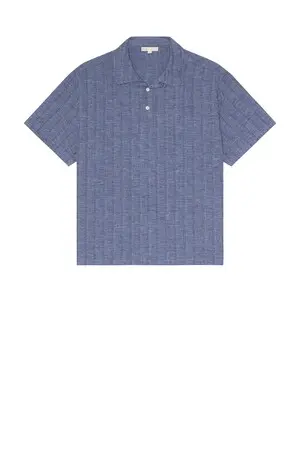 Onia Cotton Linen Pop Over Shirt In Navy