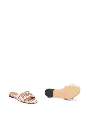 Fendi Sunshine Striped Flat Sandals