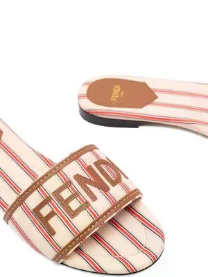 Fendi Sunshine Striped Flat Sandals