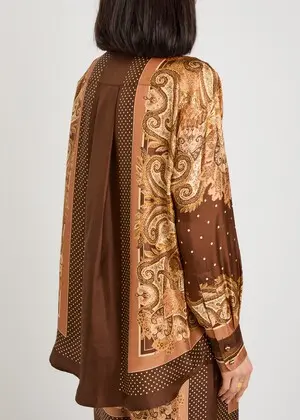 Zimmermann Luna Printed Silk Shirt - Brown