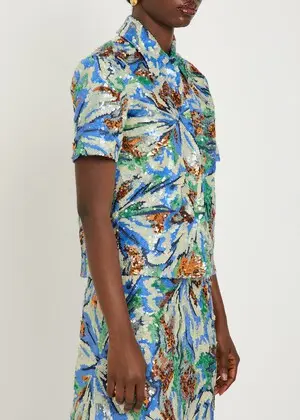 Rabanne Sequin-embellished Chiffon Shirt - Multicoloured