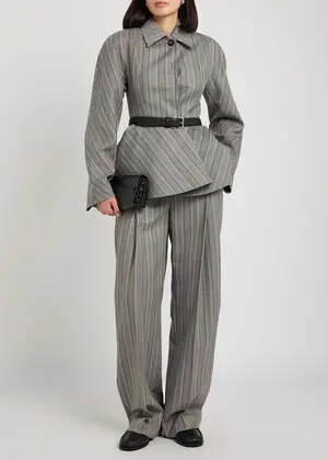 Stella McCartney Striped Wool Trousers - Grey