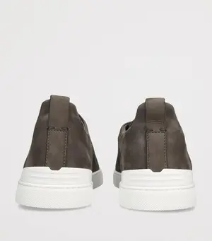 Zegna Crocodile Leather Triple Stitch Secondskin Sneakers - Grey