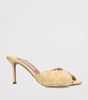 AQUAZZURA Raffia Rio Flirt Heeled Mules - Beige