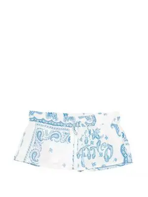 Attico Paisley Print Drawstring Shorts - White