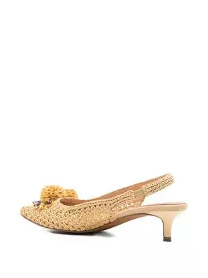 BIBI LOU Acer Embellished Raffia Pumps - Neutrals