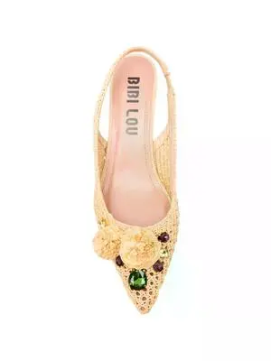 BIBI LOU Acer Embellished Raffia Pumps - Neutrals