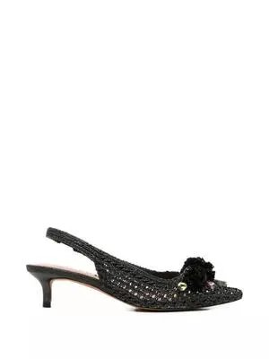BIBI LOU Acer Embellished Crochet Slingback Pumps - Black