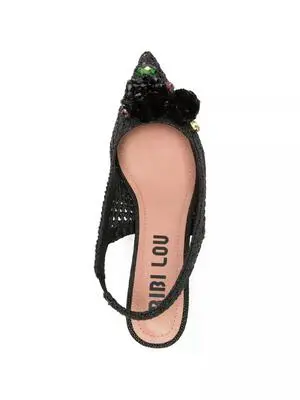BIBI LOU Acer Embellished Crochet Slingback Pumps - Black