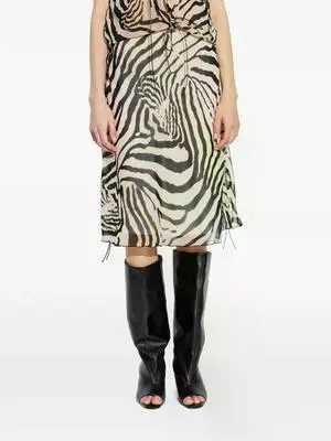 IRO PARIS Zebra-print Side-tie Skirt - Neutrals