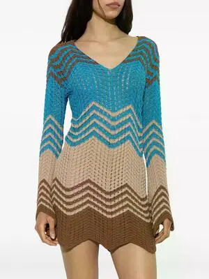 AKEP Chevron-knit V-neck Dress