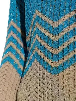 AKEP Chevron-knit V-neck Dress