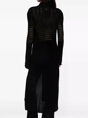 AKEP Pointelle-knit Long-sleeve Cardigan
