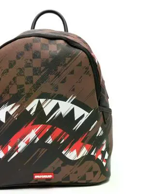 SPRAYGROUND Checkered Shark Mouth Backpack - Brown
