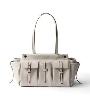 Prada Leather Tote Bag - Neutral
