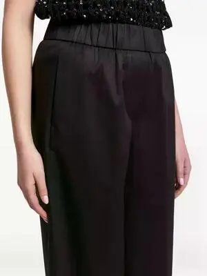 Peserico Elasticated-waistband Wide-leg Trousers - Black