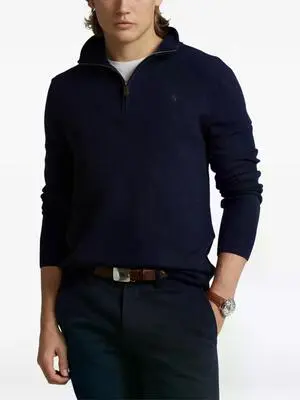 Polo Ralph Lauren Quarter-zip Textured-knit Sweater - Blue