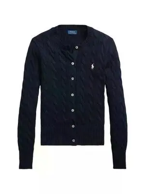 Polo Ralph Lauren Cable-knit Cardigan With Embroidered Logo - Blue