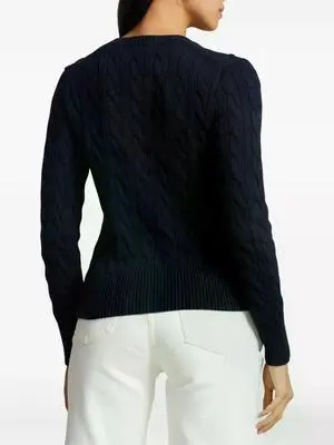 Polo Ralph Lauren Cable-knit Cardigan With Embroidered Logo - Blue