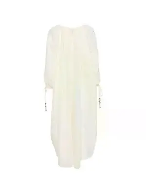 120% Lino Bead-embellished Tie-cuff Maxi Dress - Neutrals
