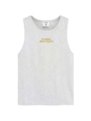 Casablanca Ribbed-knit Tank Top With Logo - Grey