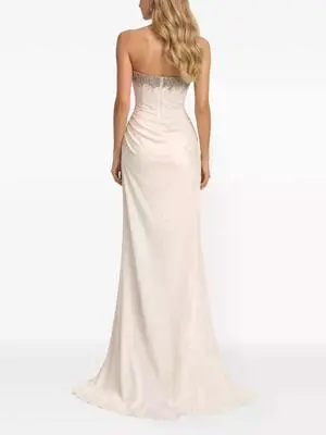 Amen Crystal-embellished Draped Gown - White