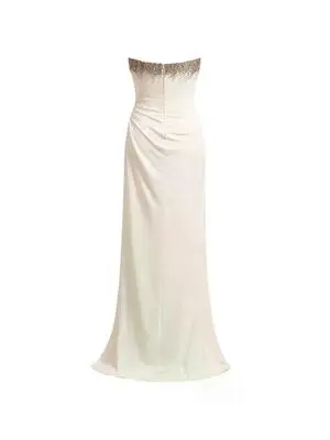 Amen Crystal-embellished Draped Gown - White